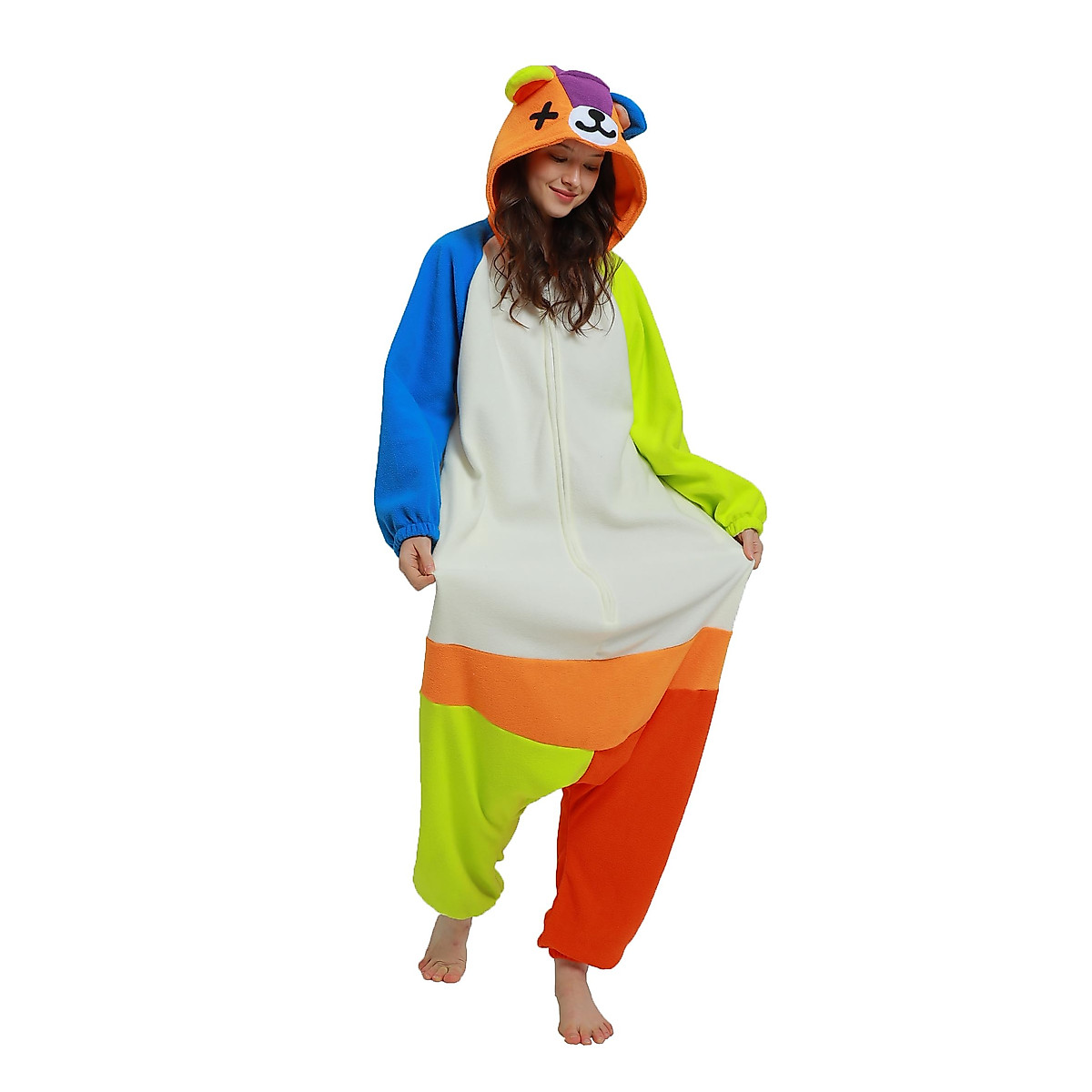 Adult Onesie Bear Halloween Costume Hooded One Piece Pajamas Sleepwear Small