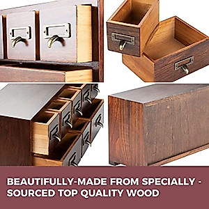 MAXCBD Nightstand Bedside Table Drawer Cabinet 8 Drawers Wood Apothecary Medicine Cabinet Label Holder Organizer Card Catalog Beautifully-Made Rustic Cabinet Storage Tower Dresser