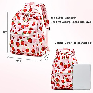 Women Girls Mini Backpack Teens Cute Small Backpack Purse Casual Travel School Bag (Strawberry)