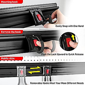 WORKPRO Garage Storage, Garden Tool Organizer Wall Mount 64 Inch with 8 Adjustable Hooks and Hangers, 4 Rails Steel Heavy Duty Tool Rack Holder