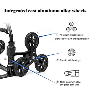RJTEK【Material upgrading】 Stair Climber Hand Truck and Dolly, 220 Lb Capacity Stair Climbing cart Heavy-Duty Trolley Cart Heavy-Duty Luggage cart Stair Dolly Lightweight with Telescoping Handle Black