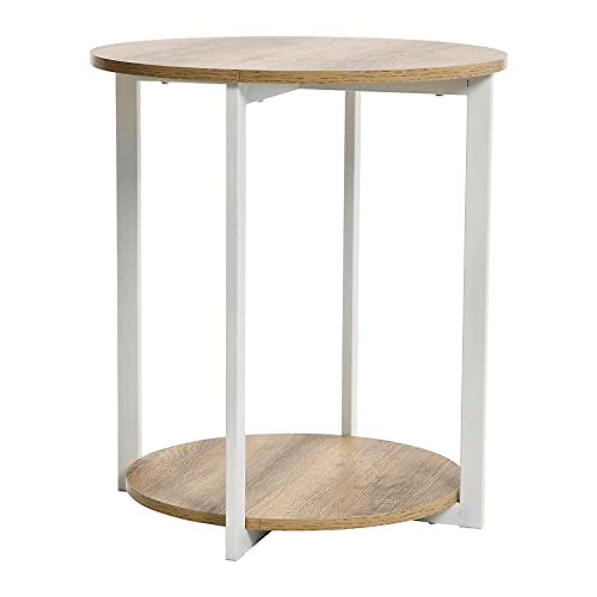 Household Essentials Coastal Oak Round End Table 2 Tier