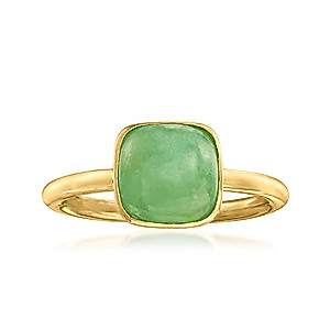 Ross-Simons Bezel-Set Jade Ring in 18kt Gold Over Sterling. Size 8