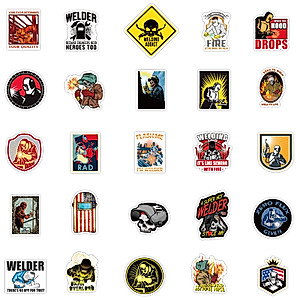 WAIO Welder Stickers 52PCS Funny Hard Hat Worker Welding Decals Pack for Water Bottle Helmet Tool Box Skateboard Decors