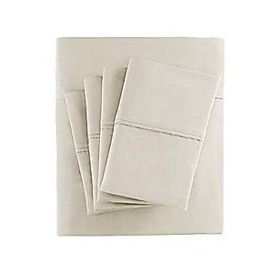 Madison Park 800 Thread Count Luxurious Wrinkle Free Breathable Cotton Rich Sateen 6 Piece Sheet Set, Queen Size, Ivory