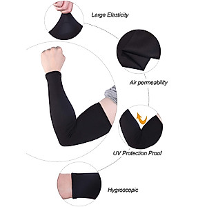 9 Pairs Unisex UV Protection Arm Cooling Sleeves Ice Silk Arm Cover for Men Women, Black