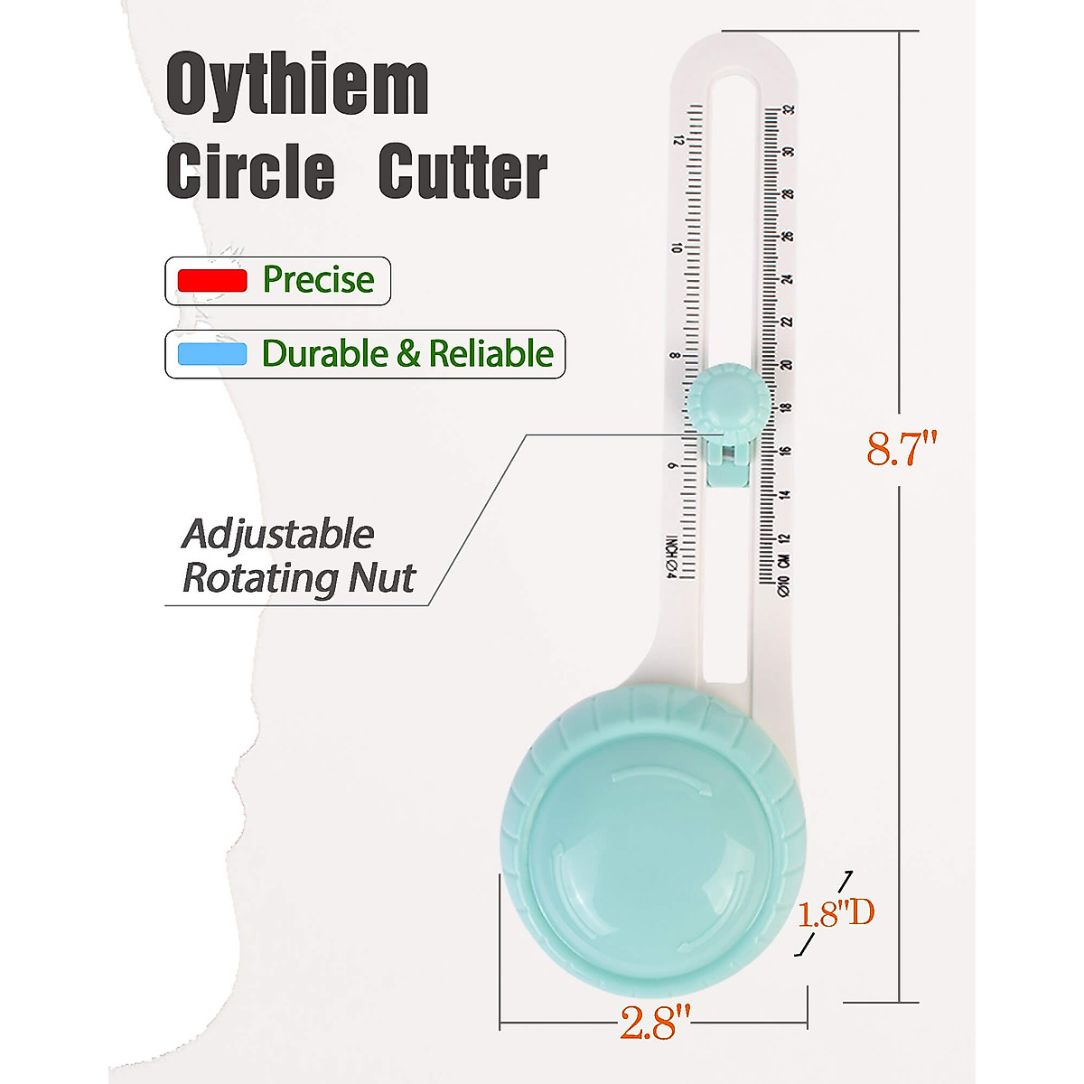 Oythiem Circle Cutter Tool for Paper Crafts - Perfect Circle Maker with Ease - Rotary Cutter Round Cutting Knife with 3 Replaceable Blades for Scrapbooking, Card Making, Art and Diy Crafts (Green)