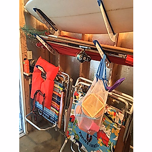 StoreYourBoard Beach Chair and Umbrella Wall Storage Rack, Metal Adjustable 4 Level Beach Gear Hanger, Garage and Home Organizer