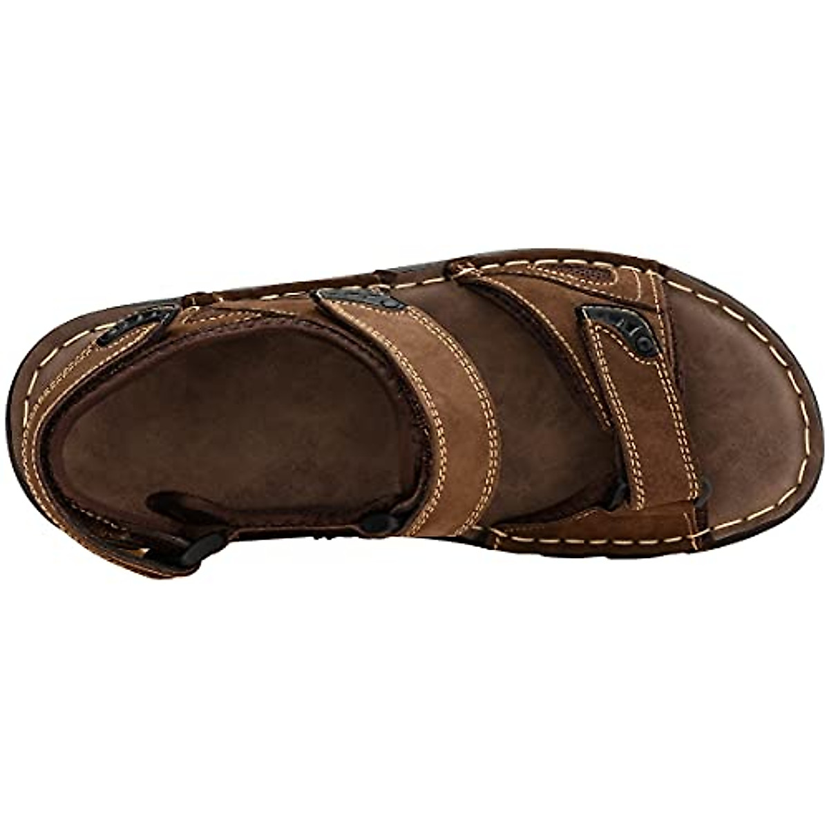 Jousen Men and Women's Sandals Leather Outdoor Beach Sandal Open Toe Water Strap Sport Sandal (AMY661 Dark Brown 10)