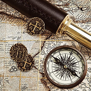 Metal Pirate Coins, 35 Medium Bronze Treasure Coin Set, Metal Replica Spanish Doubloons for Board Games, Tokens, Toys, Cosplay, Realistic Money Imitation, Pirate Treasure Chest, Diameter 7/8"