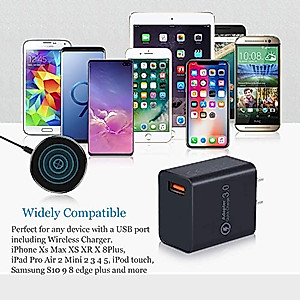 [3-Pack] Quick Charge 3.0 Wall Charger,18W QC 3.0 USB Wall Charger Adapter Fast Charging Block Compatible Wireless Charger Compatible with Samsung Galaxy S10 S9 S8 Plus S7 S6 Edge Note 9, LG, Kindle