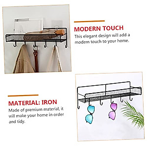 Cabilock 1pc Wrought Iron Storage Mounted Shelves Floating Shelf Wall Mounted Kitchen Wall Rack Shelf Holders Pegs Wall Mount Shelves Wall Mounted Storage Rack Black