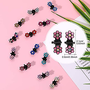 Syhood 96 Pieces Mini Hair Claw Clips, Rhinestone Mini Flower Hair Clips, Metal Clamps, Mix Colored Flower Accessories for Women Girls
