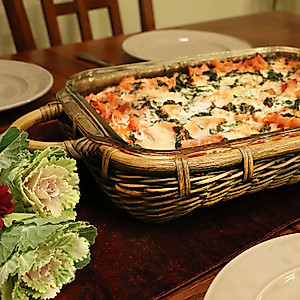 The Basket Lady Wicker Casserole Basket, 3 Quart, Antique Walnut Brown