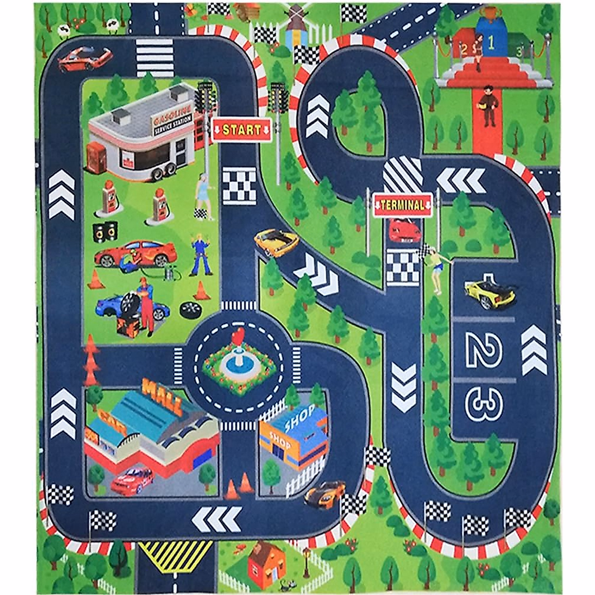 Road Playmat Toy,Kids Carpet Playmat,Great for Playing with Cars and Toys,Children Educational Road Traffic Play Mat- Learn and Have Fun Safely