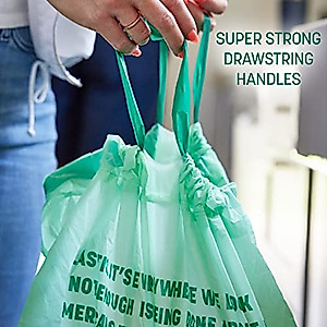 HoldOn Large Trash Bags 13 Gallon – Plant-Based Garbage Bags with Drawstring Handles for Tall Trash Bins – Trash Bags for Kitchen Bin (40 bags)