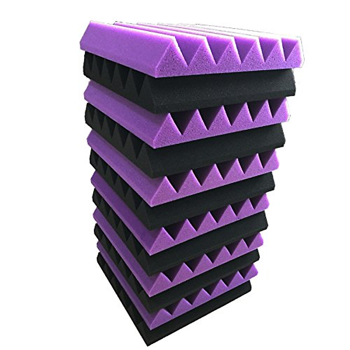 Xinglong 12 Pack Wedge Purple/Black Acoustic Soundproofing Studio Foam Tiles 2"x12"x12"
