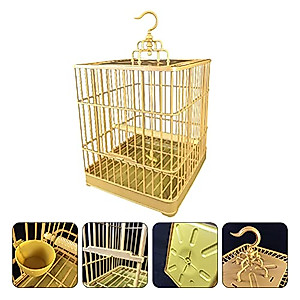 Baluue 1 Set Bird Cage Plastic Parrot Cockatiel Cage with Standing Pole Hanging Hook Pet