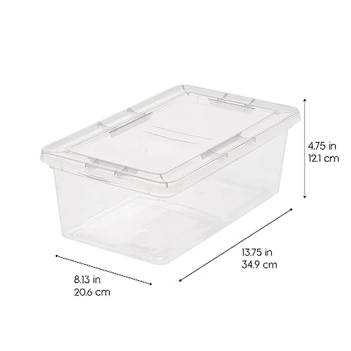 IRIS USA 6.7 Qt. Plastic Storage Container Bin with Latching Lid, 12 Pack, Stackable Nestable Shoe Box Tote Shoebox Closet Organization School Art Supplies - Clear