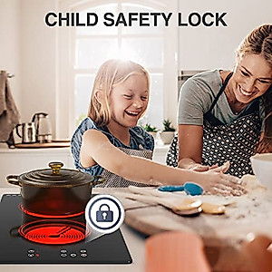GIHETKUT Electric Cooktop,Built-in and Countertop Electric Stove Top, 2100W 110V induction Cooktop, 9 Heating Level, Timer & Kid Safety Lock, Sensor Touch Control