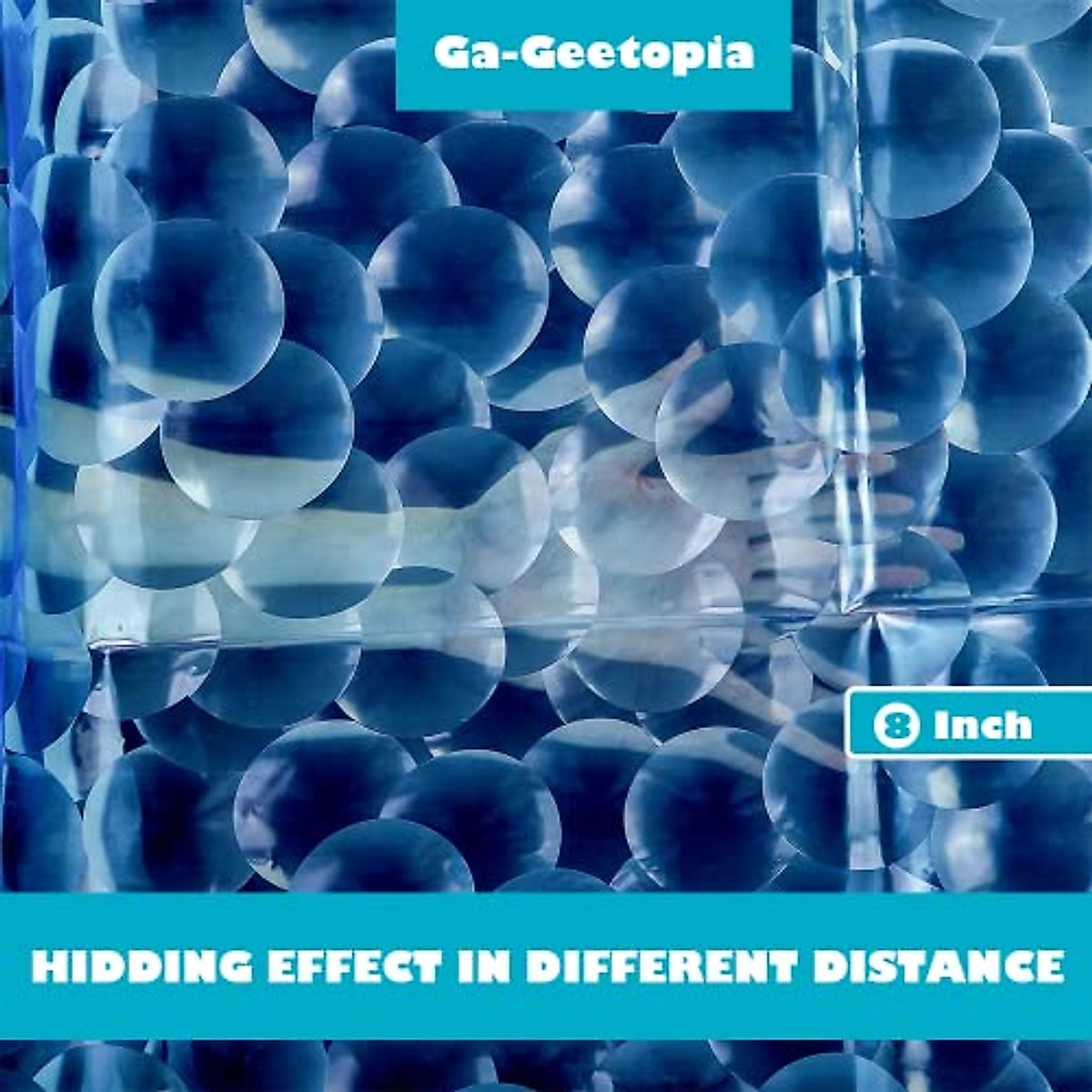 Ga-Geetopia EVA 3D Blue Pearl Water Cube Plastic Shower Curtain Liner - Premium Light Weight 72" x 72" Blue Bathroom Shower Showroom Curtain Liner with Rustproof Metal Gromments and Weighted Magnet