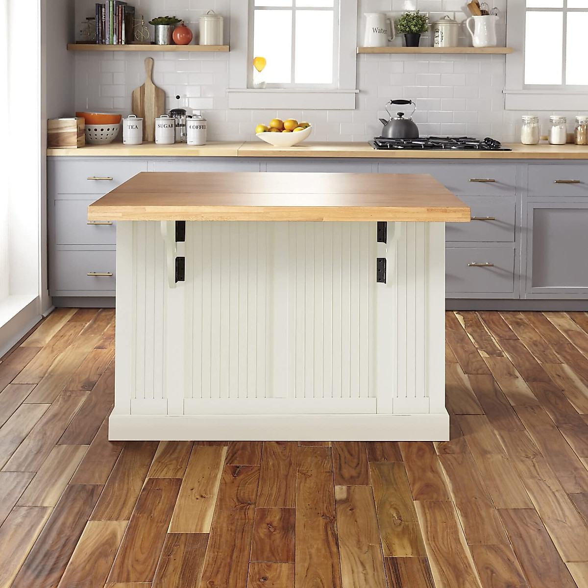 homestyles Nantucket Off-White Kitchen Island and Homestyles Nantucket Pantry, 30", Off White