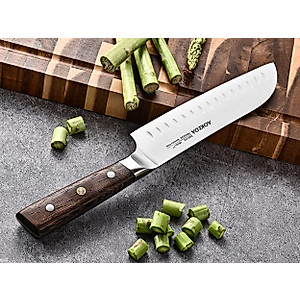 AOKEDA 16-Piece Kitchen Knife Set with Block, High Carbon German Steel, with Sharpener and Kitchen Shears (Natural Wenge)