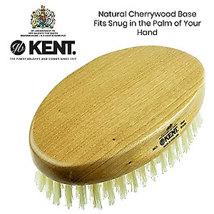 Kent MC4 Finest Men's Hair Brush And Facial Brush For Beard Care - Exfoliating Natural Boar Bristle Brush For Mens Grooming, Scalp Brush, Royalty Brush, And Beard Straightener For Men's Skin Care