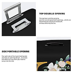 Flower Lette S Black Luggage Cover Elastic Washable Stretch Suitcase Protector Anti-Scratch Travel Suitcase Cover for Kid and Adult S (18-21 inch suitcase)