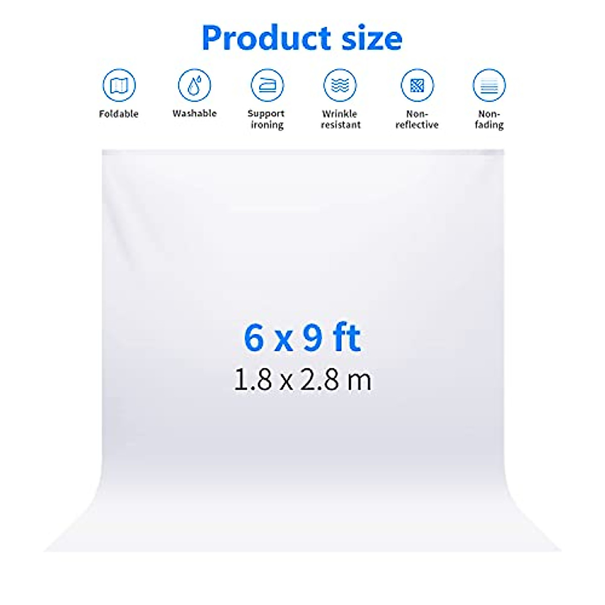Neewer 6x9 feet/1.8x2.8 Meters Photo Studio 100 Percent Pure Polyester Collapsible Backdrop Background for Photography, Video and Television (Background Only) - White