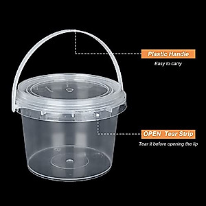 FVIEXE 50PCS Slime Containers with Lids 10oz, Plastic Clear Slime Storage Containers with Lids and Handles Small Toy Storage Case for DIY Slime Making Food Beauty Products