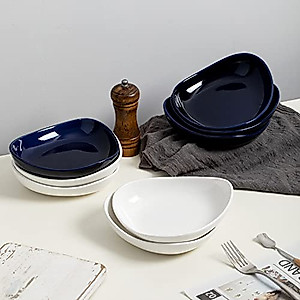 KITCHENLESTAR 8 inch Porcelain Dinner Plates, Large Size Serving Plate for Salad, Pancakes, Steak, Set of 6 (White-1)