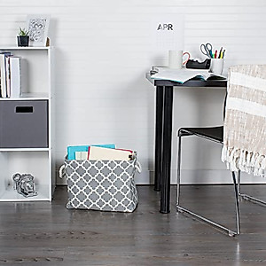 DII Polyester Container with Handles, Lattice Storage Bin, Large, Gray