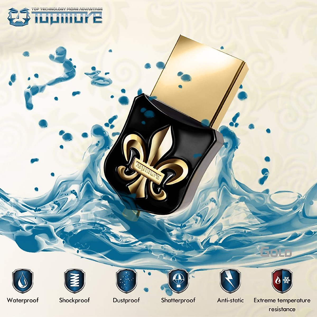TOPMORE NR Series USB 3.0 The Capets Logo Design Flash Disk Portable High Read Speed Memory Stick (64GB, Black & Gold)