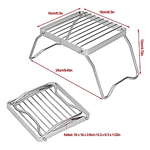 Burner Stand, Portable Stainless Steel Burner Bracket, 6.3inch Foldable Outdoor Gas Stove Pot Rack, Heat Resistance Burner Stove Stand with Storage Bag for Cooking Party Camping Barbecue, Burner