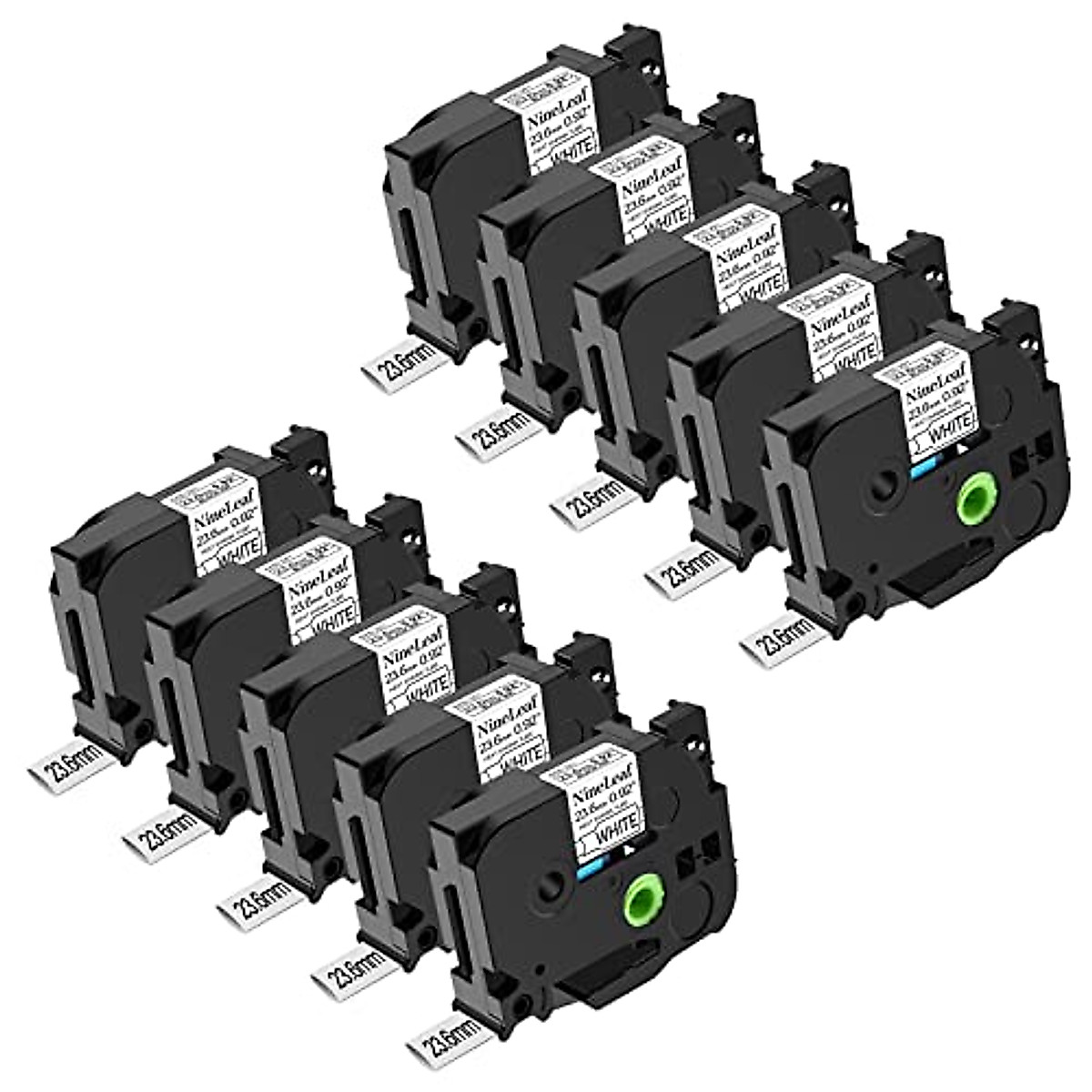 NineLeaf 10 Pack Compatible for Brother P-Touch HSe-251 HSe251 HS-251 HS251 AHS-251 White 23.6mm 1 inch 0.92'' Heat Shrink Tubes for PT-E800W PT-P900 PT-P900W PT-P950NW PT-D800W Label Maker Tapes