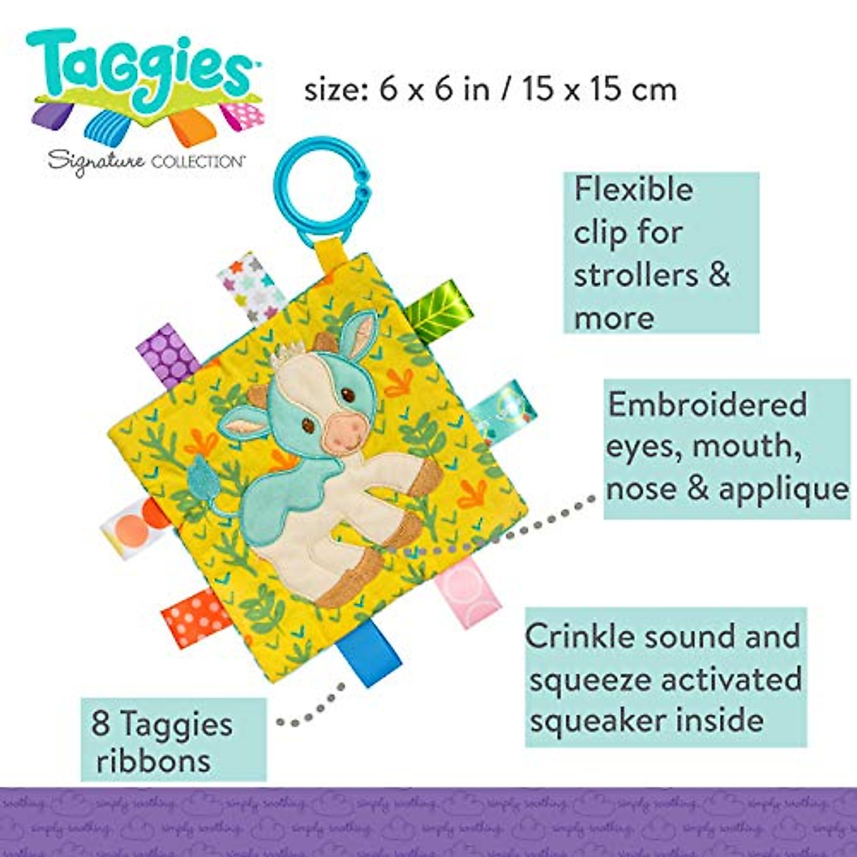 Taggies Crinkle Me Baby Toy, Casey Cow