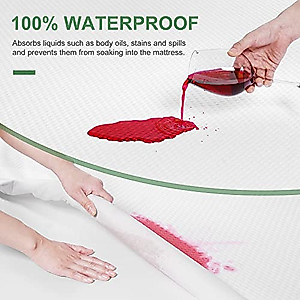 TASTELIFE Queen Mattress Protector, Premium Bamboo, Cooling Pad, Ultra-Soft and Breathable Bed Mattress Cover with Deep Pocket, Waterproof and Vinyl Free, Fits 8 to 21 Inch Mattress (White, Queen)