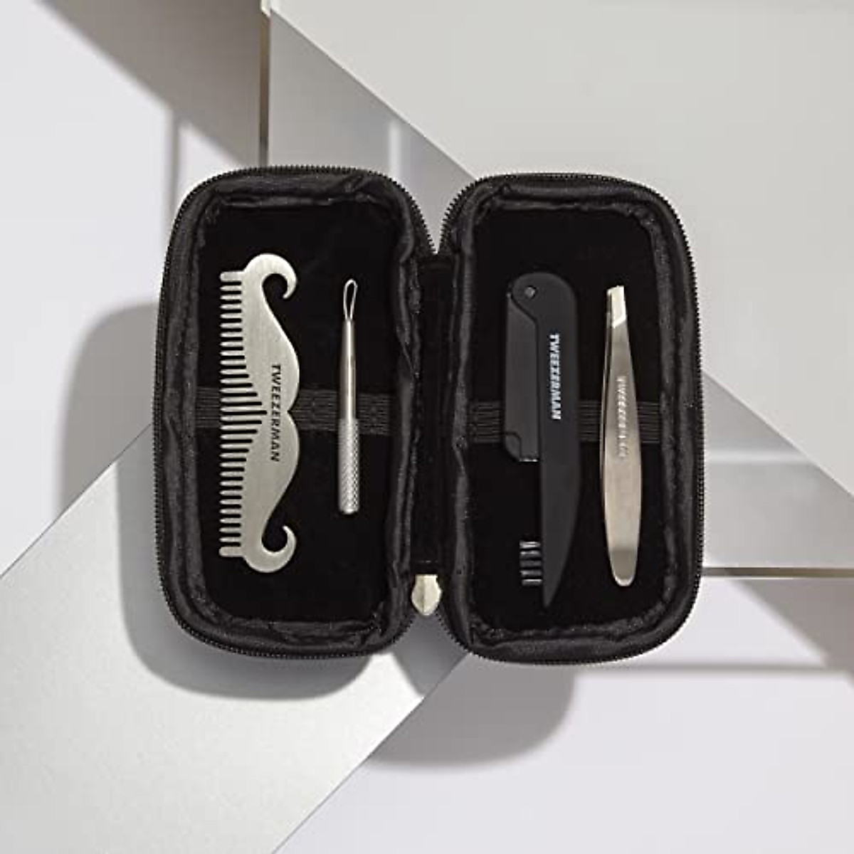 Tweezerman G.E.A.R. Travel Essential Grooming Tools Kit, Black