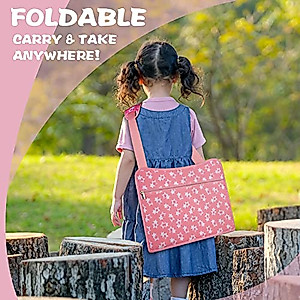 MENZOKE Kids Travel Tray for Toddler Car Seat, Lap Tray for Girl Activities with Dry Erase Board & Cooler Cup Holder, Road Trip Essentials Accessories with No-Drop Large Tablet iPad Holder Stand,Pink