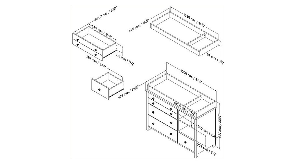 Pemberly Row Large Changing Table - Stylish & Functional