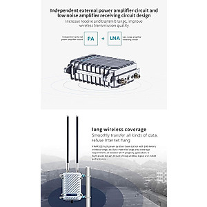 KuWFi Outdoor WiFi Access Point, High Performance 2.4G 300Mbps Waterproof Outdoor Base Station with 2 Antennas Support Wireless AP/WiFi Repeater