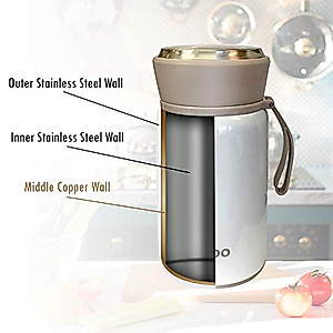 Best 17.8 OZ Stainless Steel Soup Thermos Food Jar + Folding Spoon - Triple Wall Vacuum Insulated - Hot Soup & Cold Meals Storage Container Jar - Lunch Friendly, No Leaks, BPA Free (White/500 ML)
