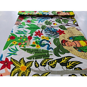 Kalap 5 Yard Indian Print Cotton Fabric by Yard Hand Block Print Cotton Fabric Indian Cotton Fabric Dress Making Unstitched Fabric (5 Yard White) (1 Yard)