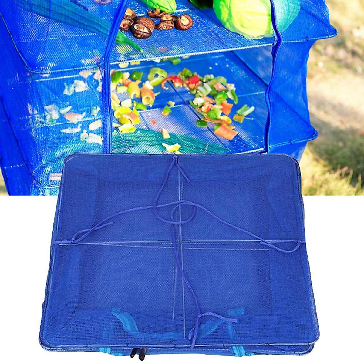Wedhapy 4 Layers Drying Foldable Mesh Vegetable Fish Dishes Mesh Vegetables Dry Net Basket Drying Rack Net Frame Air Drying Net Food Drying Net Hanging Herb Drying Rack,35 * 35 * 65cm