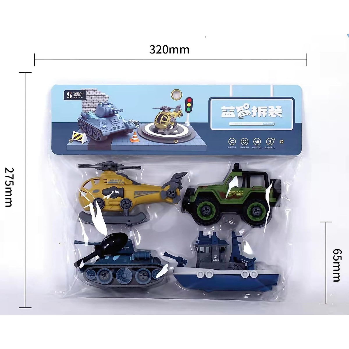 KAMINRUN Take Apart Truck Toys ，4 Pack Friction Powered Cars Construction Vehicles Toy Set Drilling Rig, Loader, Excavator, Road Roller for Year Old Boy Girl Kid Gift