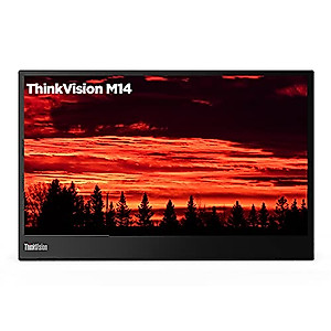 Lenovo ThinkVision M14 14" Full HD 1920x1080 IPS Monitor - 300 Nit 6ms 2xUSB Type-C Ports Widescreen Backlit LED LCD Mobile Portable Display Raven Black