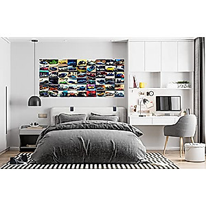 LIYA 50PCS Car Aesthetic Pictures Wall Collage Kit, Sports Car Wall Decor, Teen Boy Room Decor, Posters for Boys Room, Bedroom Wall Decor, Trendy Wall Prints Kit, Boys Room Decor, Car Small Posters for Teen Boys Men Guys Room Dorm Bedroom Decor Wall Art S
