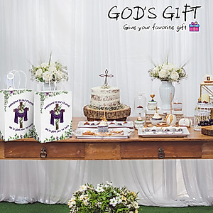 18 Pcs First Communion Gifts for Boys and Girls Large Gift Bags Baptism Gift Wrap Bags Religious Party Favor Gift for Baby Shower Christ Church Religious Christening Events