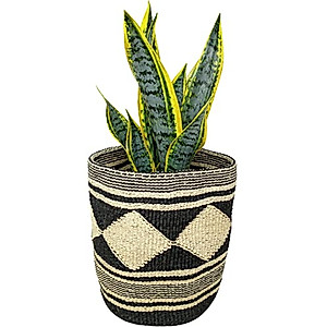 Basket planter, Round woven Basket 9" x 9" Ideal for Plant Pot cover, small storage, Rustic brown décor, woven basket for indoor plants